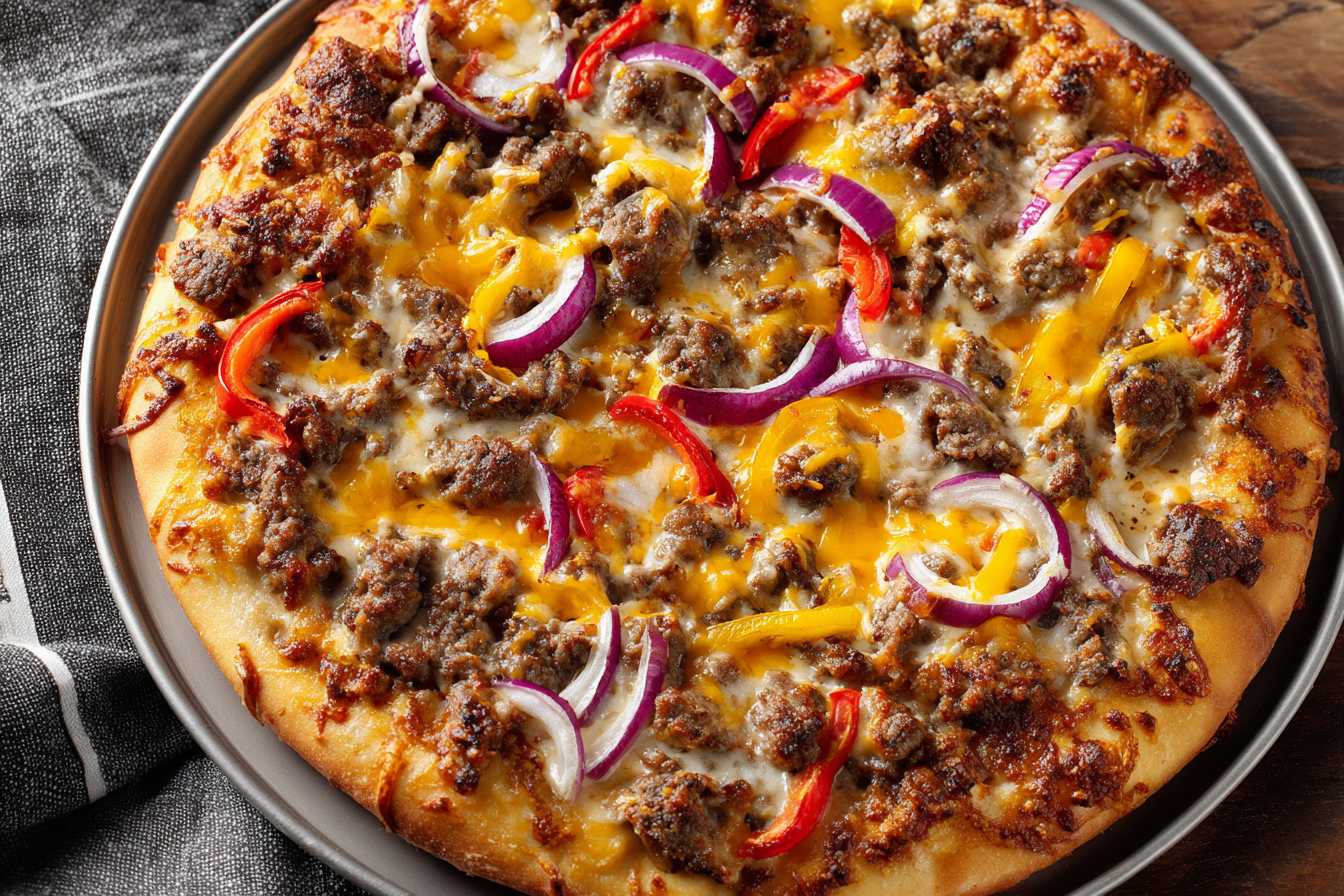 Easy Baked Beef Pizza for Parties